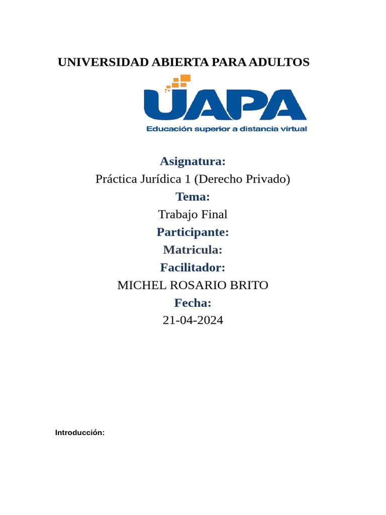 Trabajo Final Practica Juridica 1 | PDF | Demanda judicial | República Dominicana