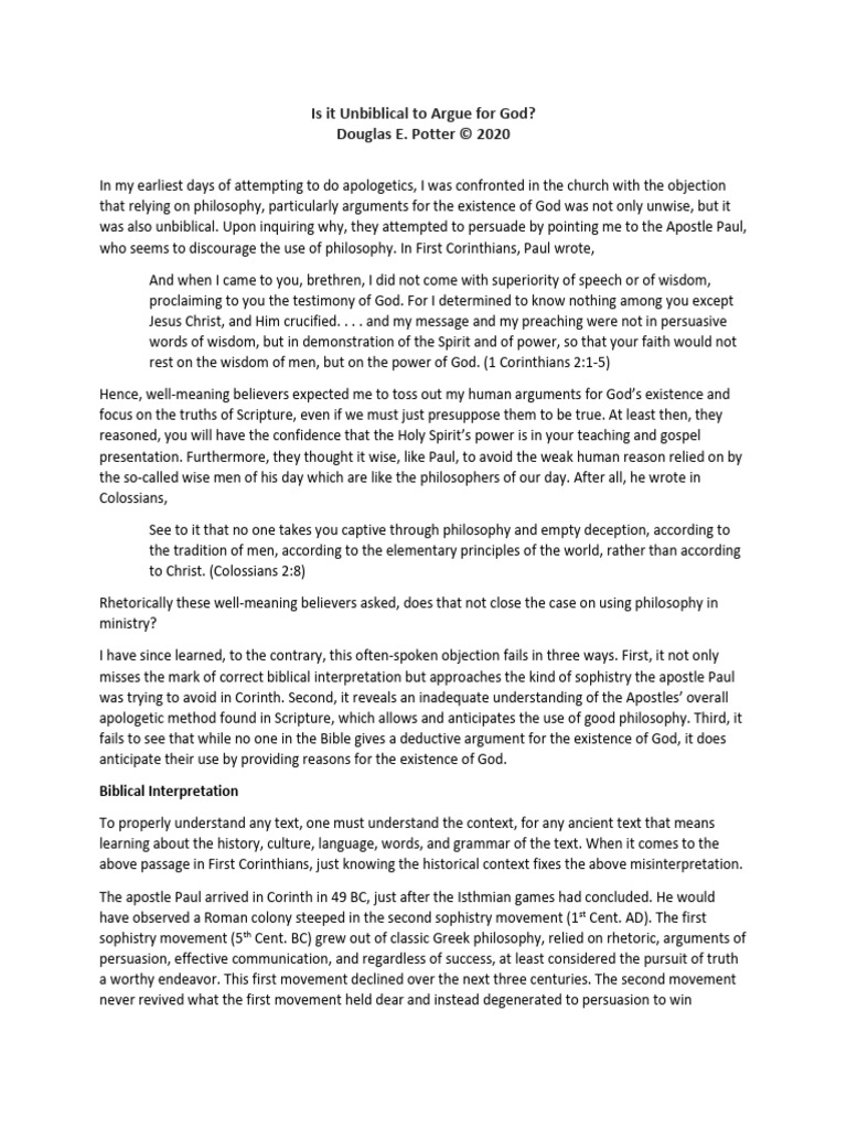 Is It Unbiblical To Argue For God | PDF | Paul The Apostle | Jesus