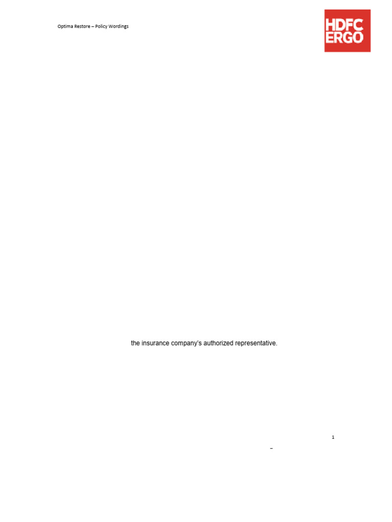 Optima Restore-Policy Wording | PDF | Myocardial Infarction | Hospital