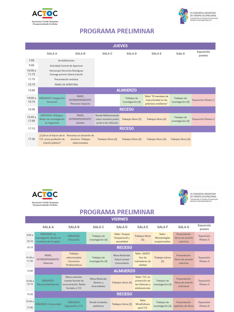 Programa Preliminar XI Congreso Argentino de Terapia Ocupacional AGO ...