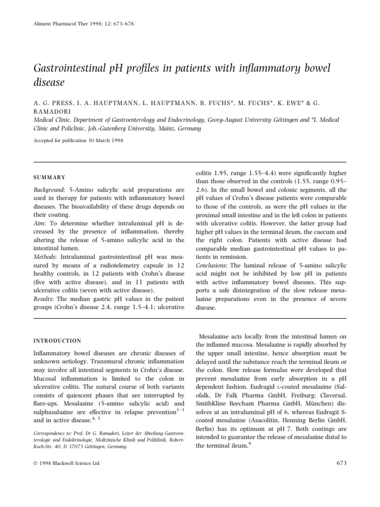 Aliment Pharmacol Ther - 2001 - Press - Gastrointestinal PH Profiles in ...