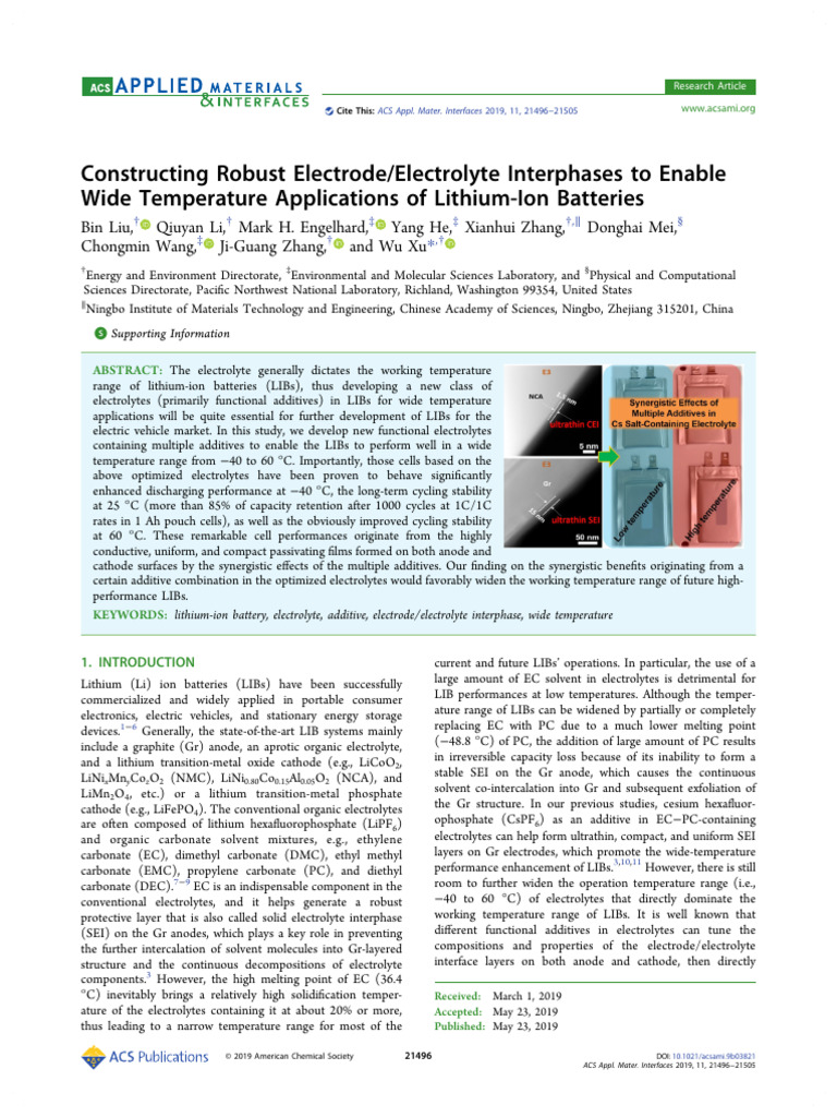 Constructing Robust Electrode_Electrolyte Interphases to Enable | PDF | Lithium Ion Battery | Anode