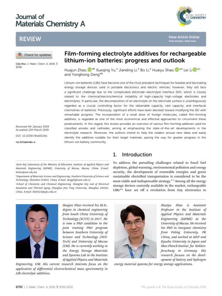 Film-forming electrolyte additives for rechargeable lithium-ion ...