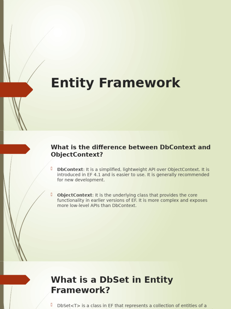 Entity Framework: DbContext vs ObjectContext | PDF