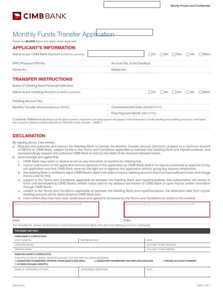 Monthly Fund Transfer Application | PDF | Indemnity | Legal Liability