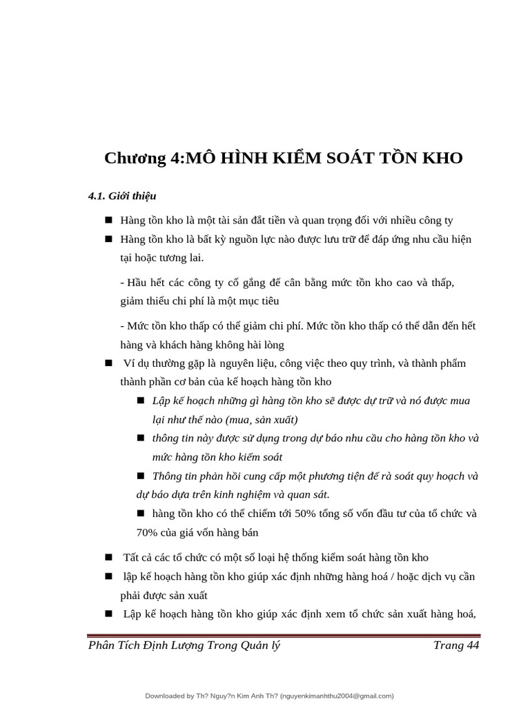 ch4 Inventory Control Models | PDF