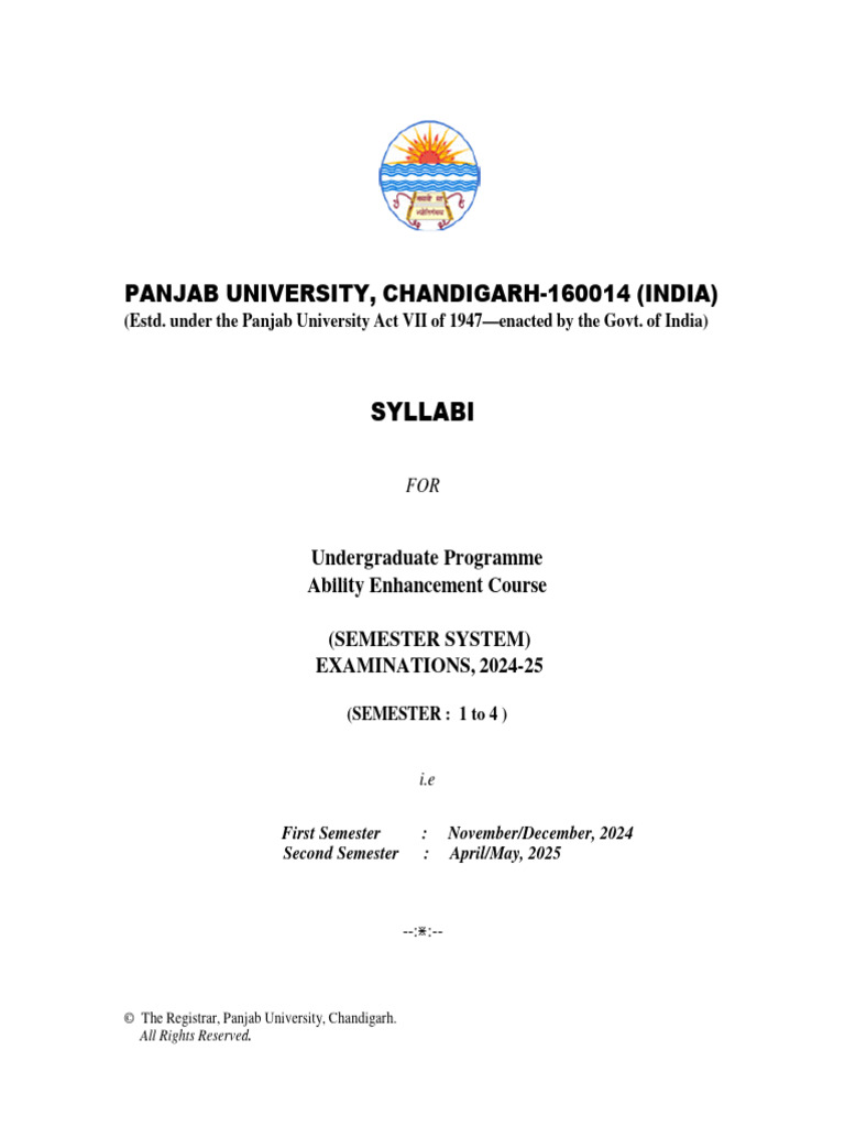 Panjab University AEC English Syllabus 2025 | PDF | Books | Communication