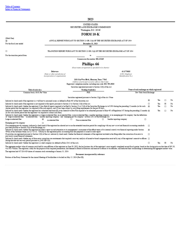 Phillips 66 - 2023 | PDF | Oil Refinery | Securities (Finance)