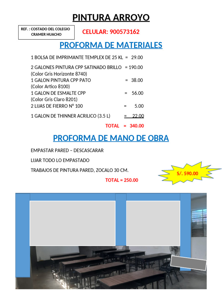 Proforma Pintura Aula de Innovacion | PDF