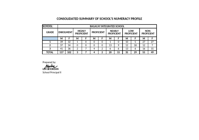 Bagacay is 2023 Numeracy Report ERUNT | PDF