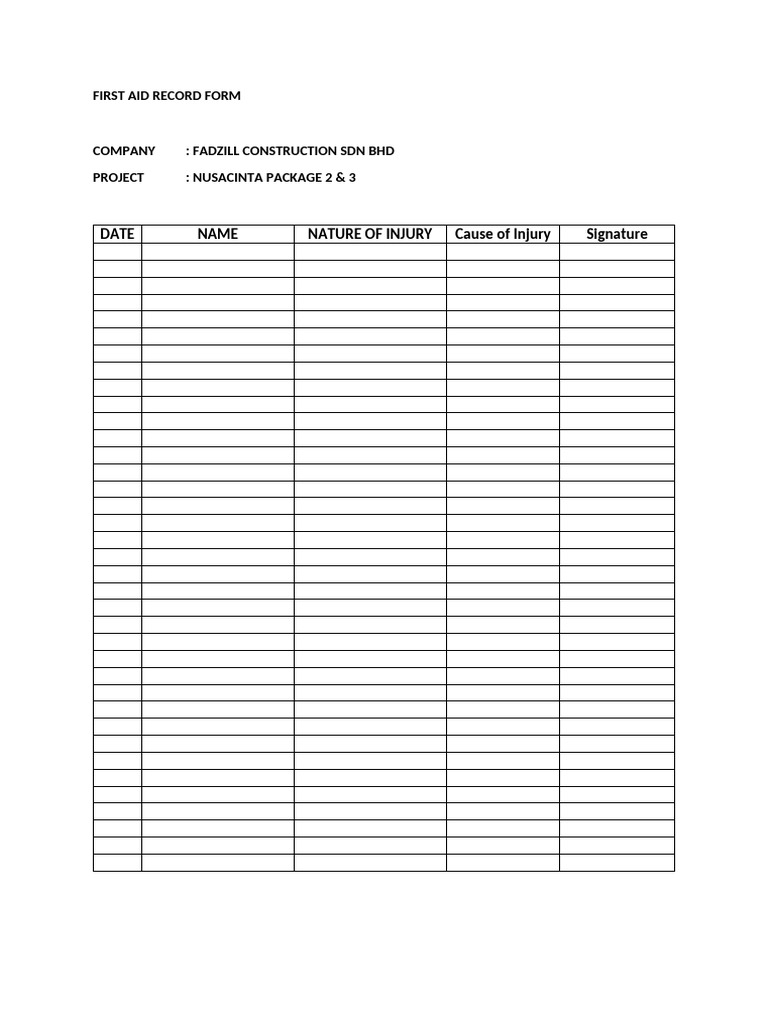 First Aid Record Form | PDF