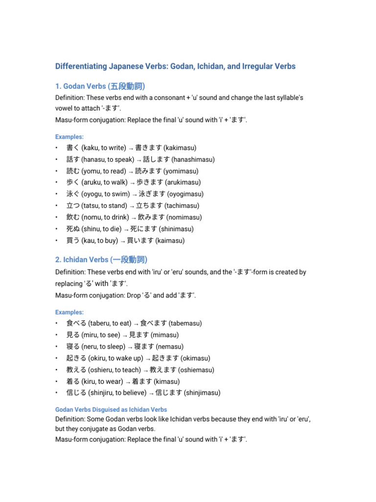 Japanese Verb Conjugations To GA Particles | PDF | Japanese Language ...