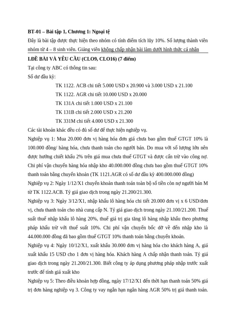 2022_BAI TAP TU LUAN BT01_ Ngoai te_LMS | PDF