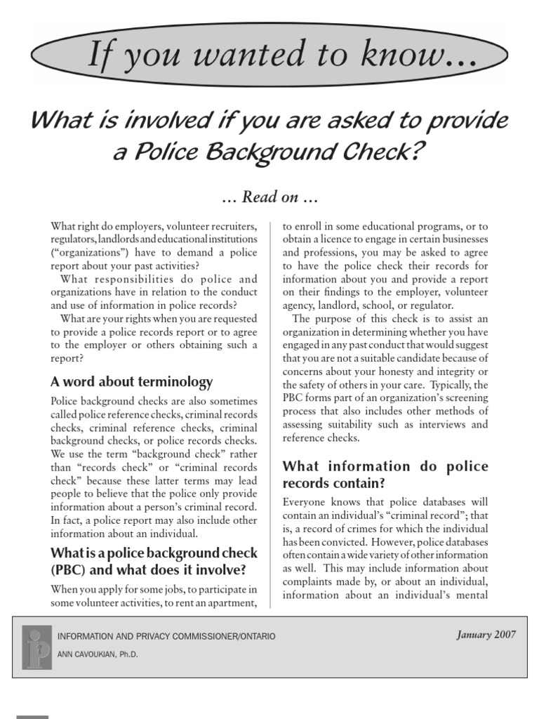 What Is Involved If You Are Asked To Provide A Police Background Check ...