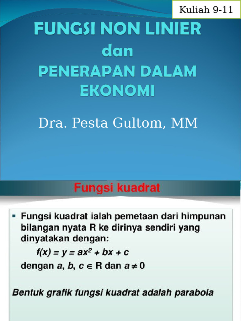 Kuliah 9-11 Penerapan Fungsi Non Linier | PDF