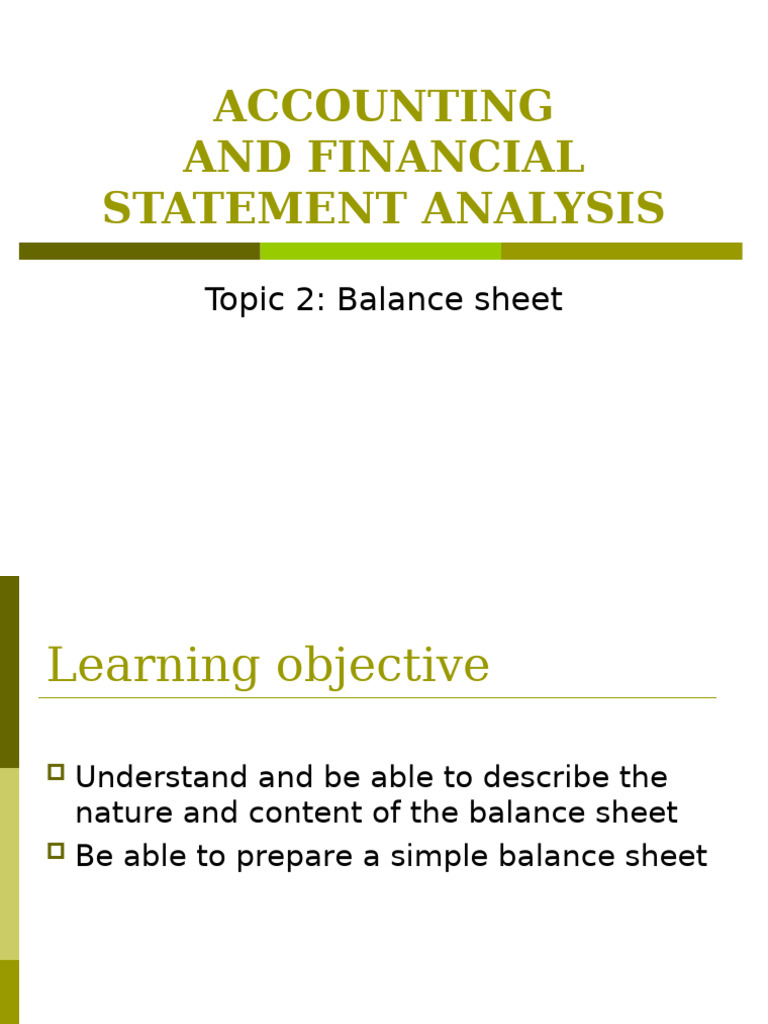 Chapter #2-Balance Sheet | PDF | Balance Sheet | Equity (Finance)