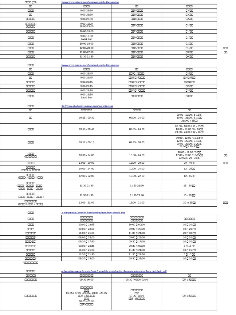 Macau Shuttle Bus | PDF