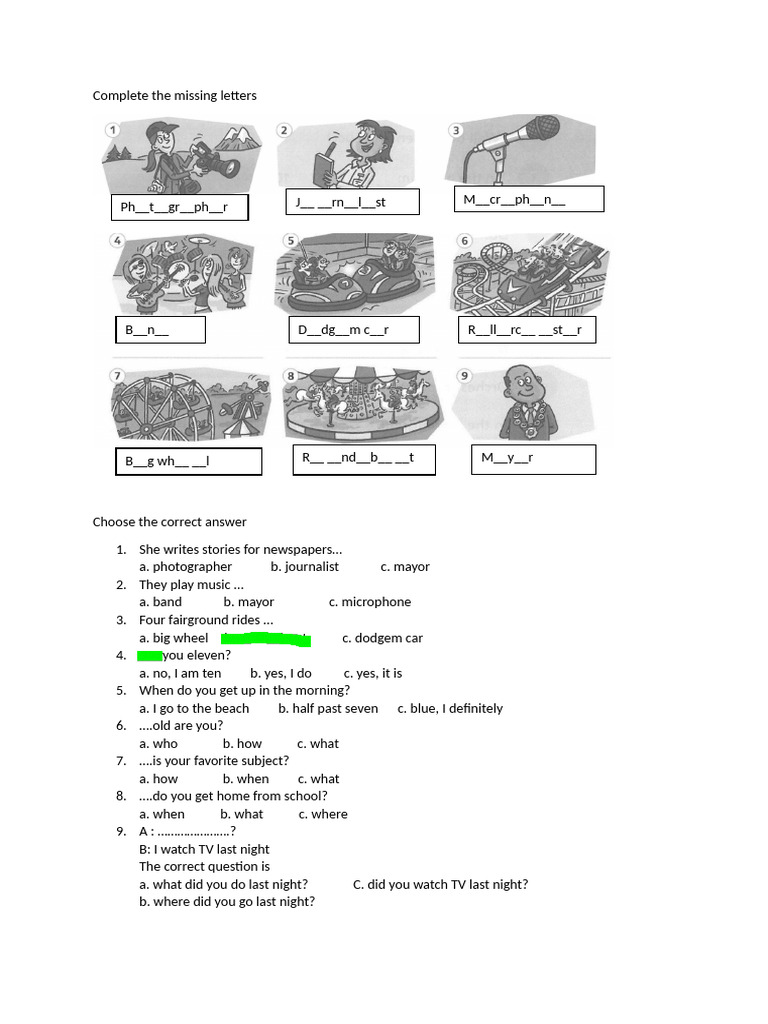 Complete the missing letters soal english abigail chpater 0-1 | PDF