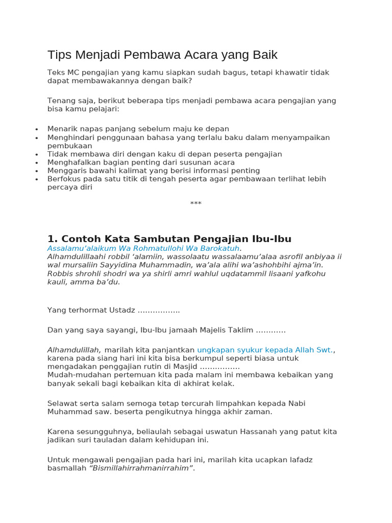 Sambutan Acara | PDF