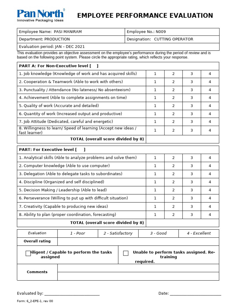 Performance Evaluation HR 6_2-EPE-01 - PASI MANIRAM | PDF | Performance ...