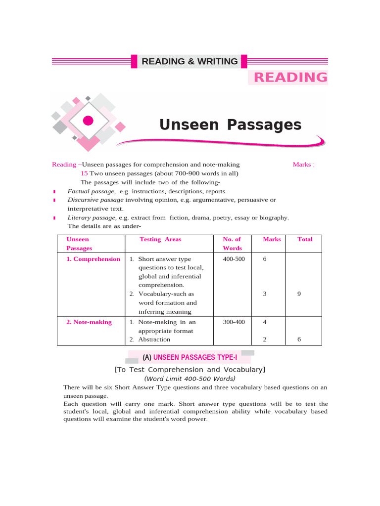 Exam Prep: Unseen Passage Tips | PDF | Traffic | Reading Comprehension
