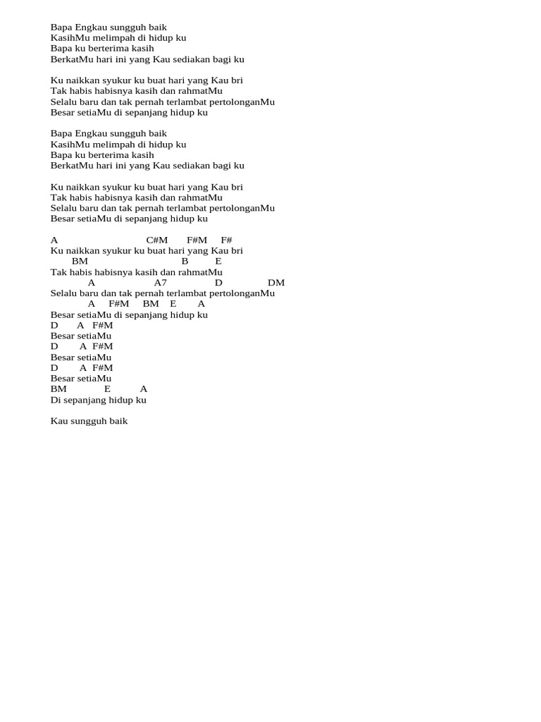 Bapa Engkau sungguh baik | PDF