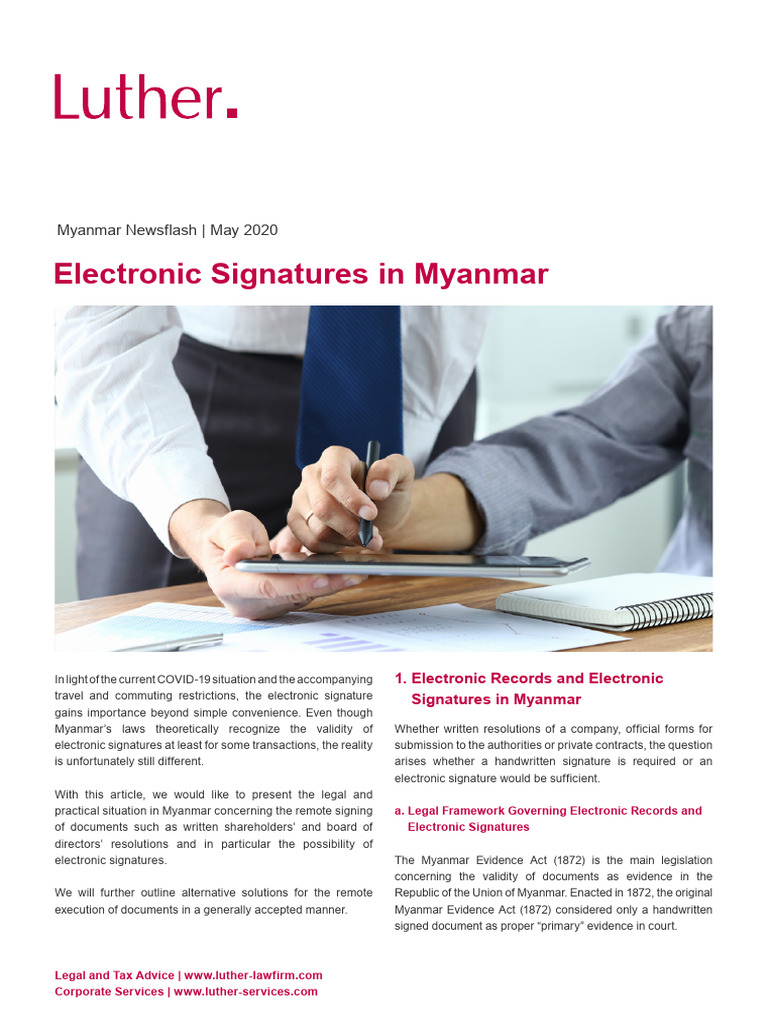 NL Myanmar Electronic Signatures in Myanmar V2 | PDF | Signature ...