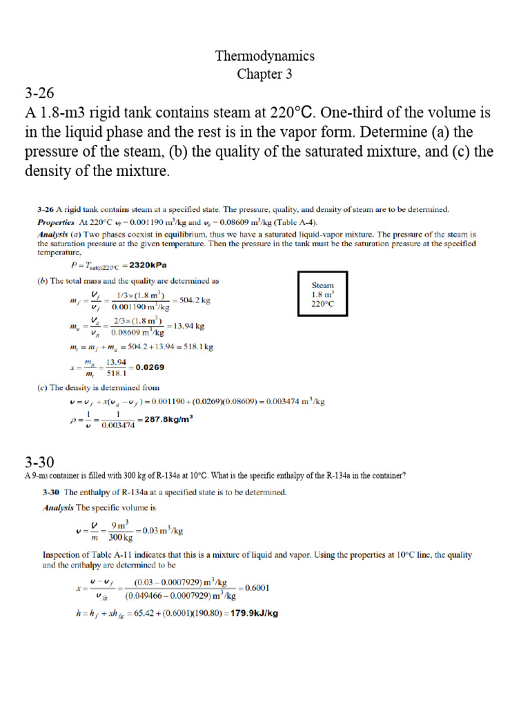 Chpater 3 習題 | PDF | Enthalpy | Water