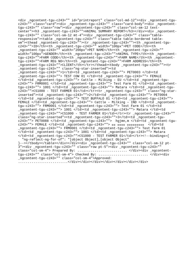 Animal Summary | PDF | Cattle | Livestock