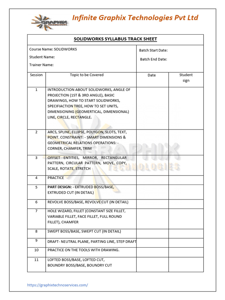 Solid Works Track Sheet | PDF | Curve | Angle