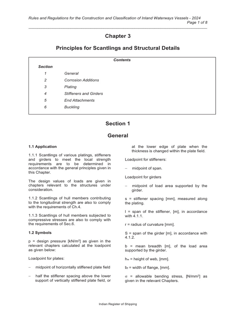 Inland Waterways Vessel Construction Rules | PDF | Bending | Buckling