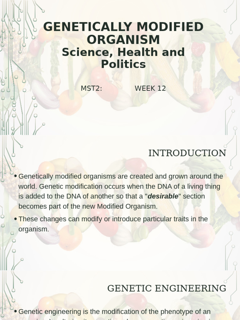 MST2 Week12 Genetically Modified Organism-Science, Health and Politics | PDF | Genetically ...