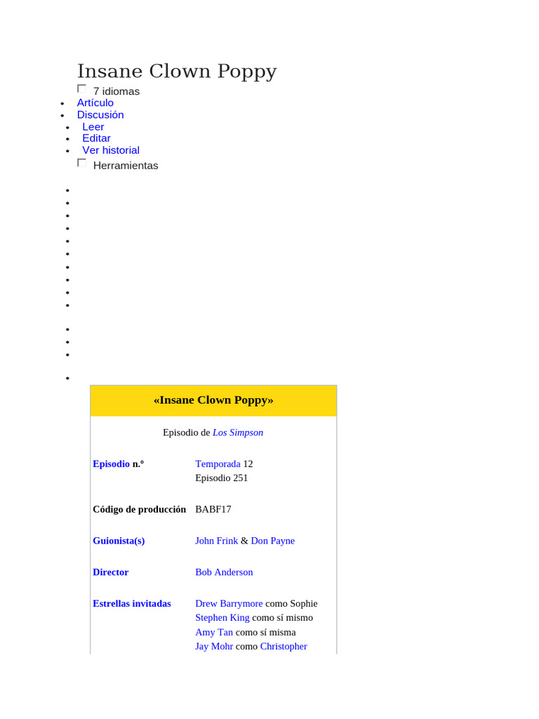 Insane Clown Poppy | PDF | Los Simpsons | Serie de televisión creada