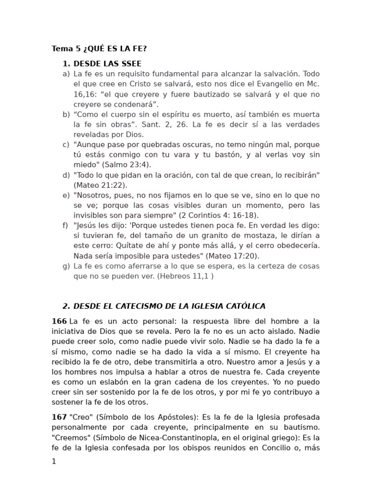 Tema 5 Que Es La Fe | PDF | Fe | Cristo (título)