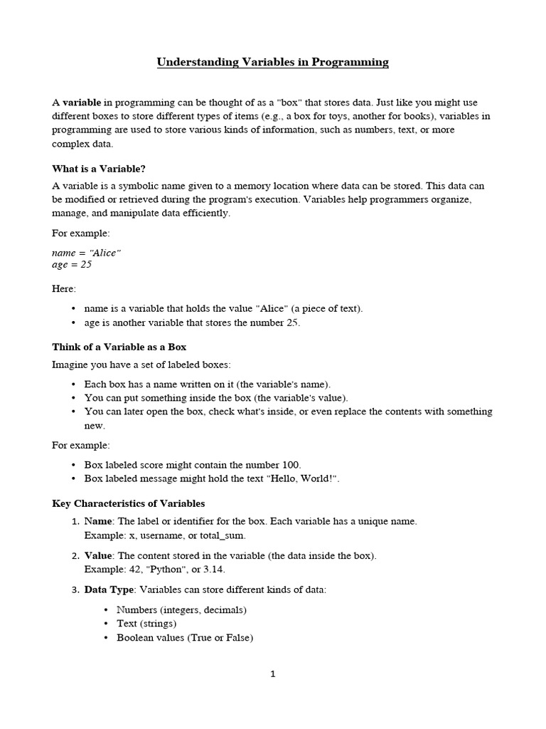 Lecture 2 b Handout Variable | PDF | Variable (Computer Science) | Data ... Lecture 2 b Handout Variable | PDF | Variable (Computer Science) | Data ...
