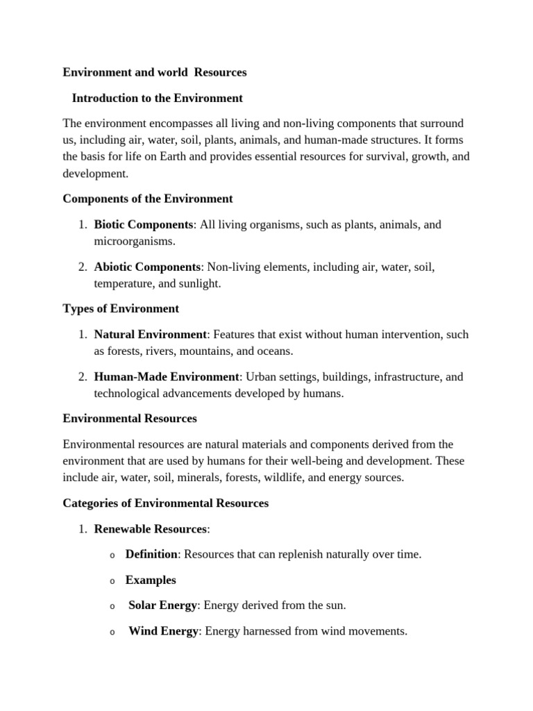 Understanding Environmental Resources | PDF | Renewable Resources ...