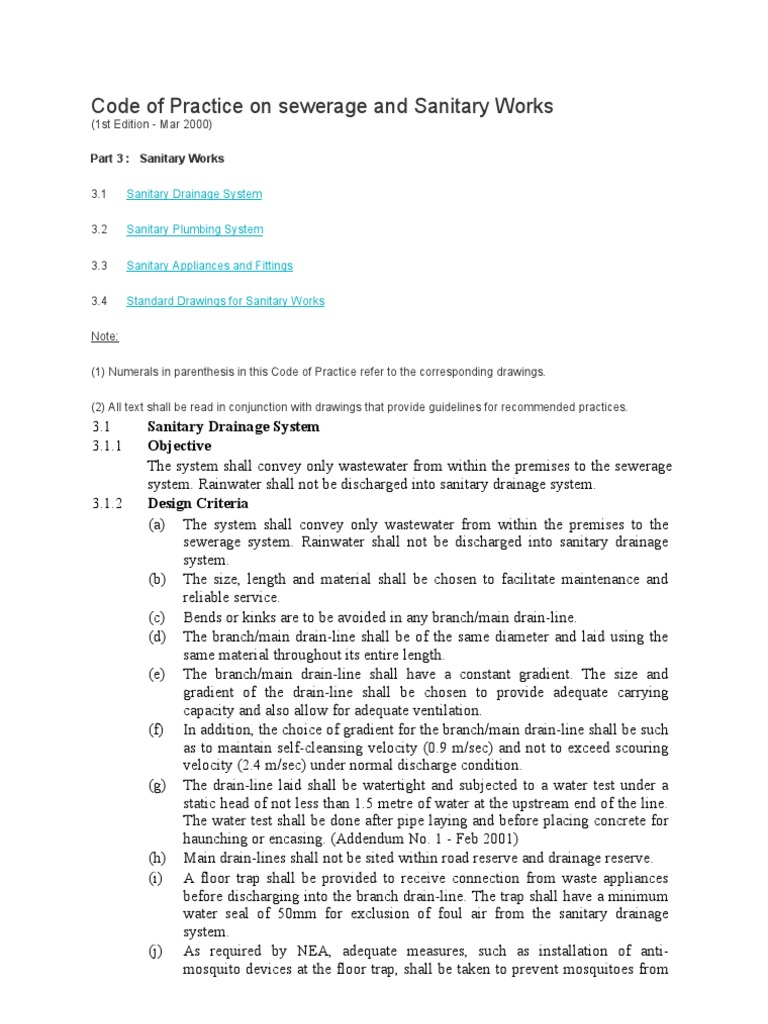 Code of Practice for Sanitary Works | PDF | Sanitary Sewer | Plumbing