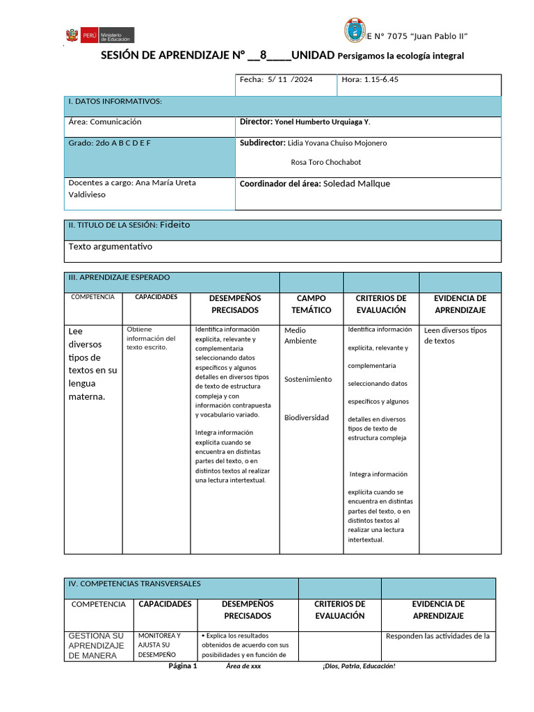 SESION 8 4to BIMESTRE | PDF | Aprendizaje
