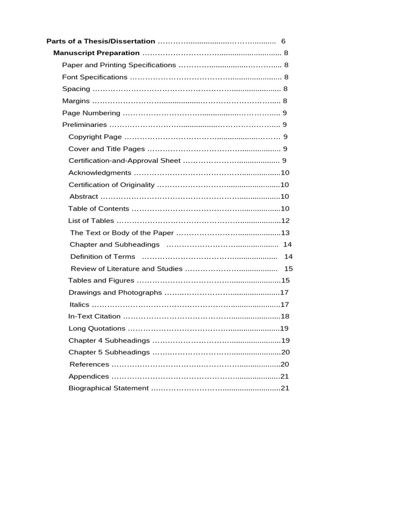 Parts of A Thesis | PDF