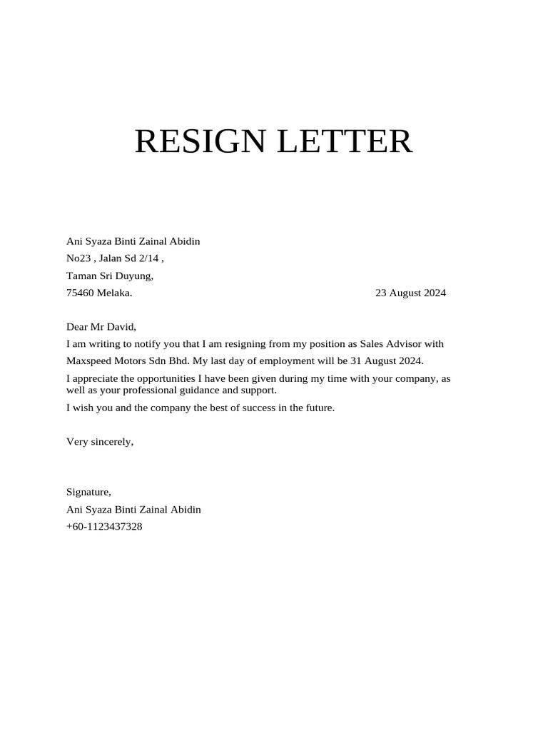Resign Letter | PDF