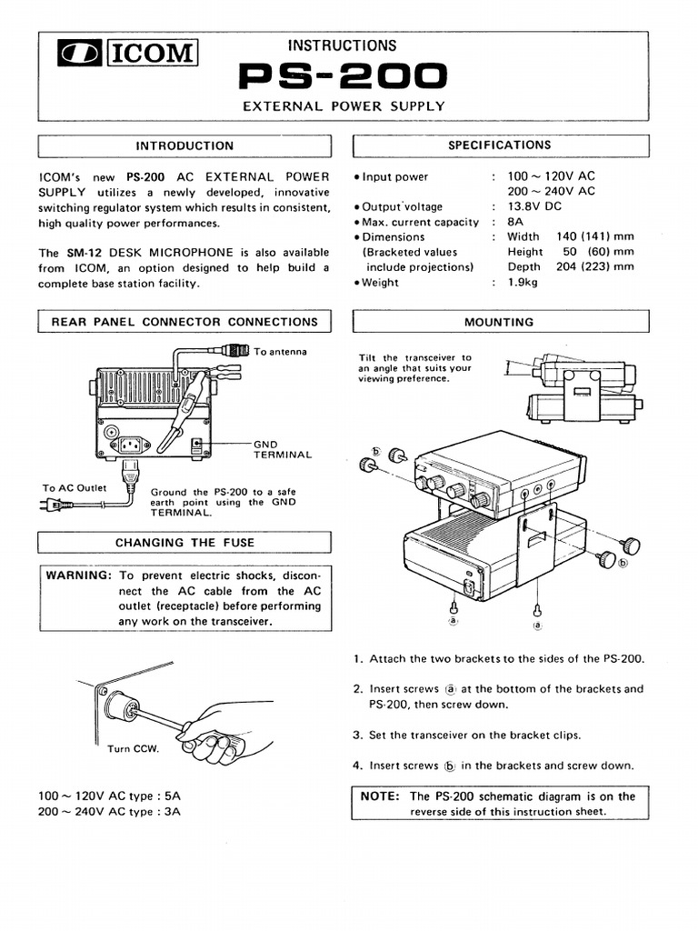 Icom ps-200 SM | PDF