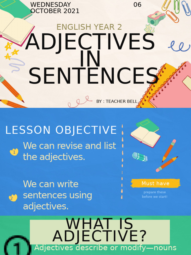 Adjectives in Sentences | PDF