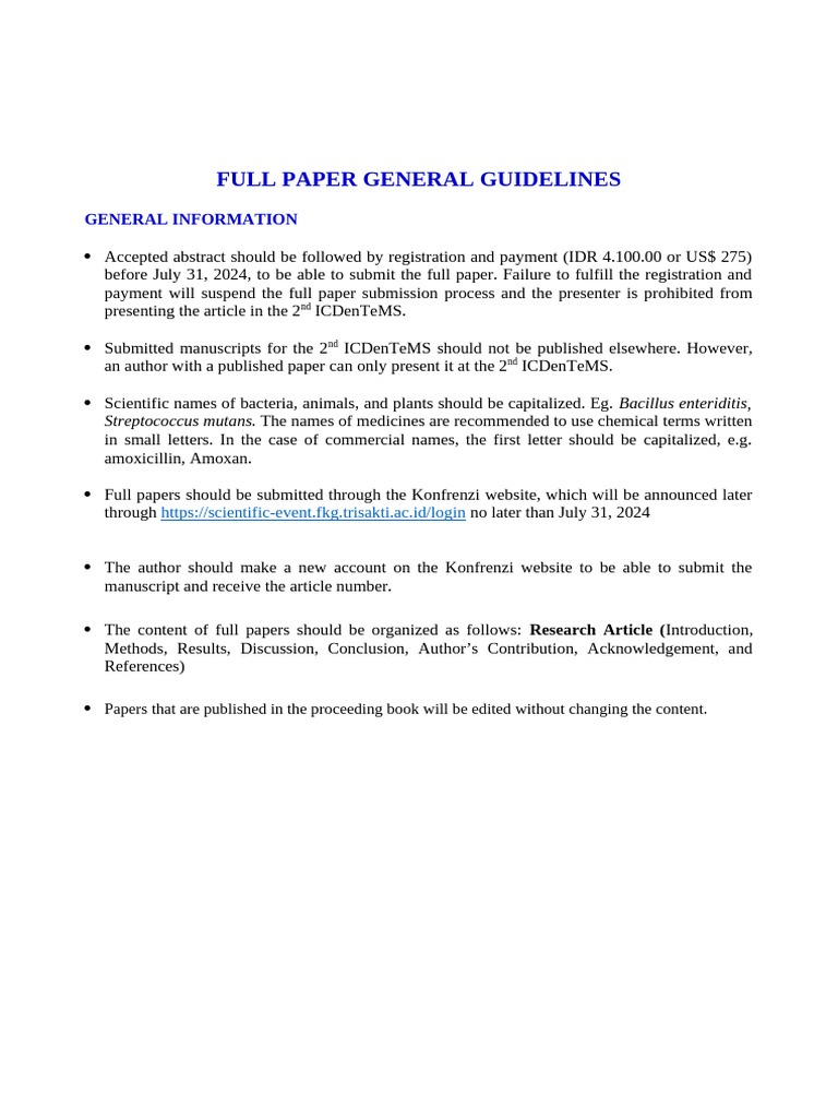 Full Paper Submission Guidelines for ICDenTeMS | PDF | Formal ...