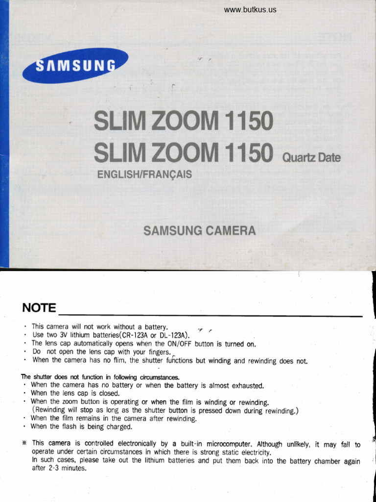Samsung Slim Zoom 1150 Manual | PDF | Flash (Photography) | Camera