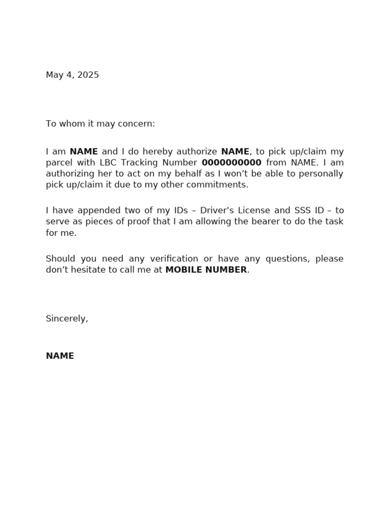 Authorization LBC | PDF