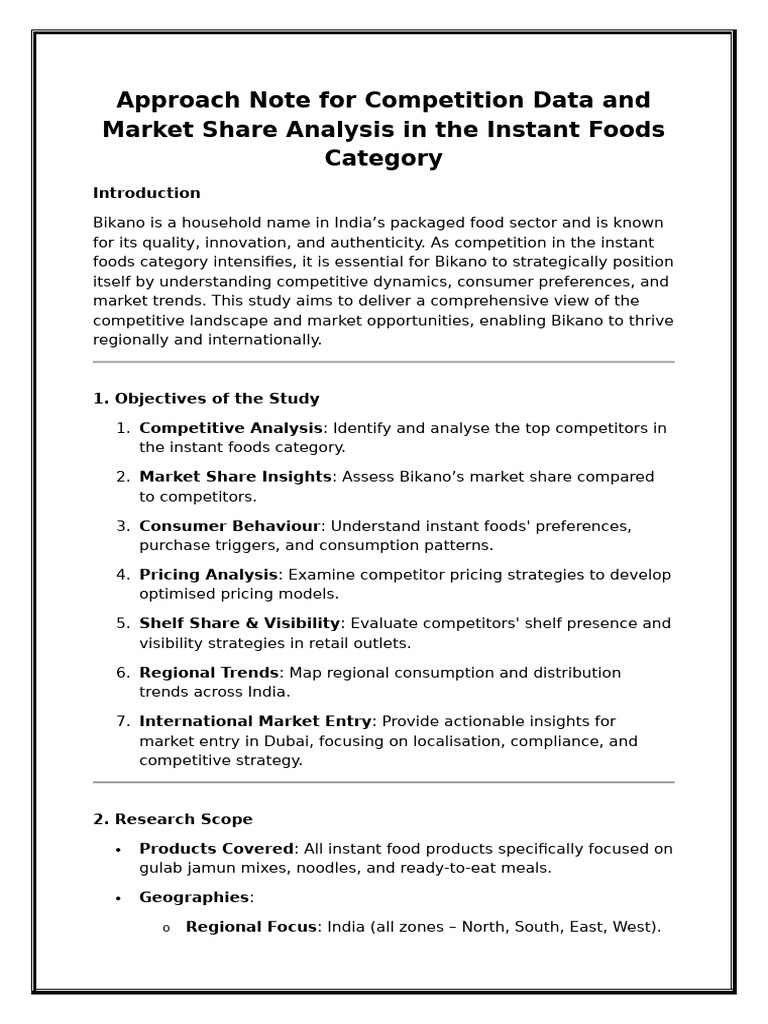 Competition Analysis for Instant Foods | PDF | Analytics | Consumer ...