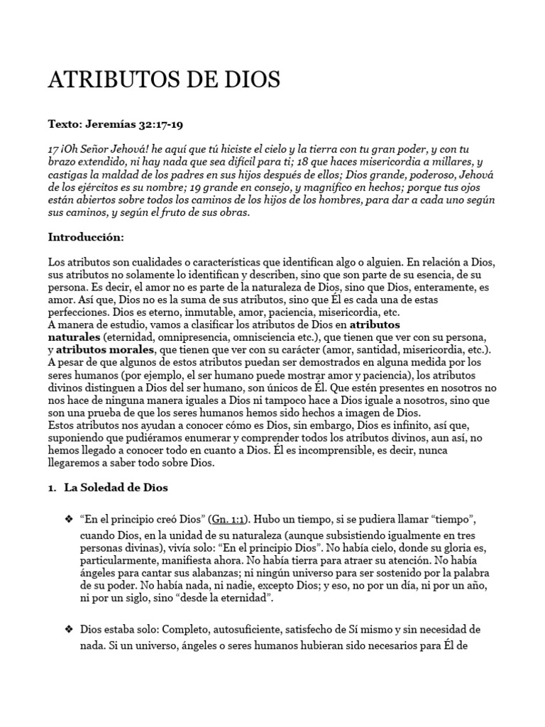 Atributos de Dios para Niños | PDF | Dios | Amor