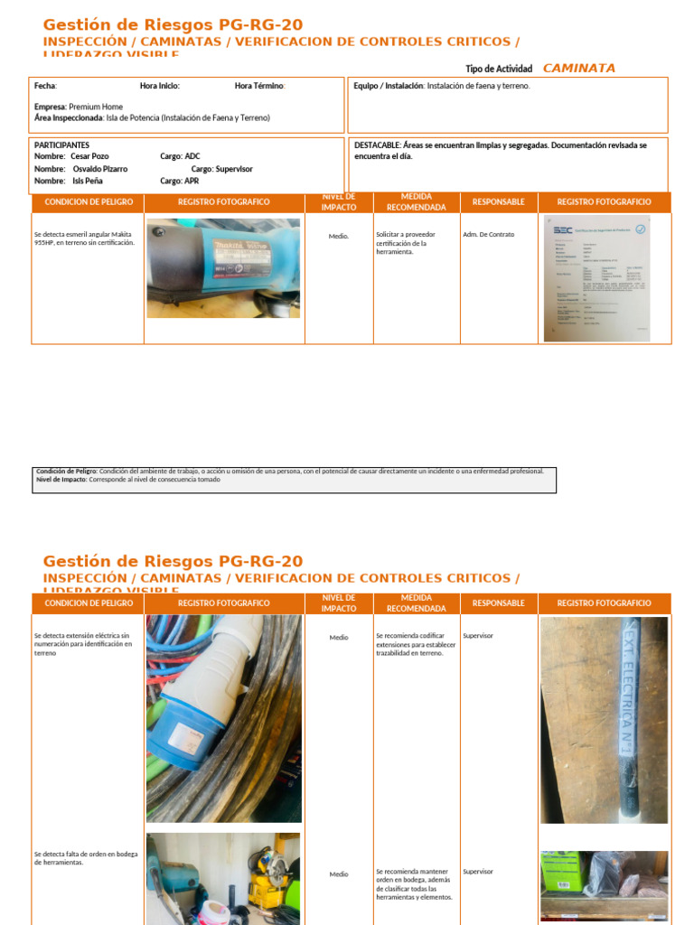 PG-RG-20 Formulario Inspección - Caminatas Gerencial, Liderazgo y Otros ...