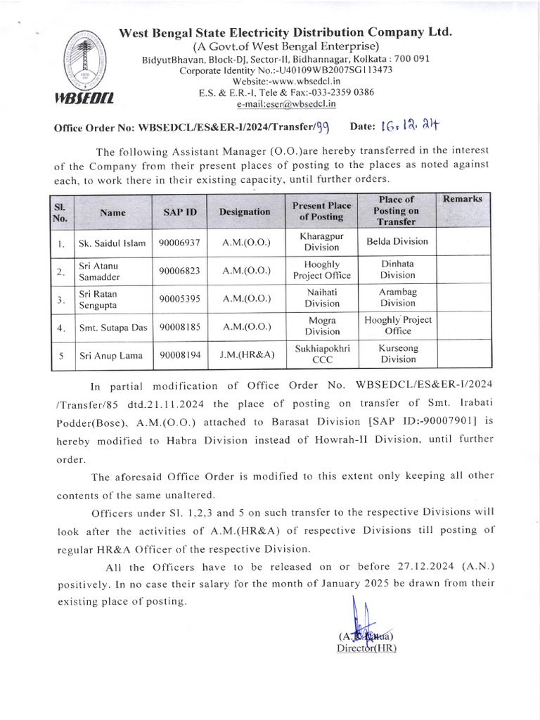 Transfer - 99 Dtd. 16.12.2024 | PDF