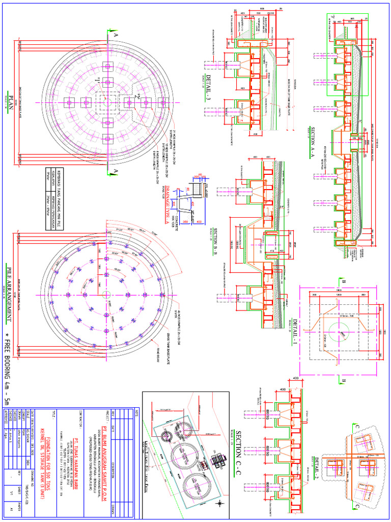 BAS-C 02b. Foundation For Kernel Oil Storage Tank Cap 500 Tons | PDF